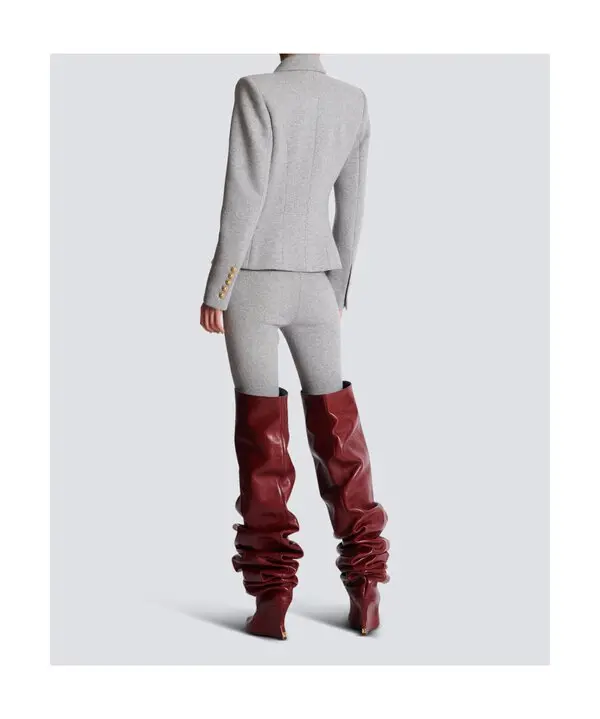 Balmain Cotton Knit 6-button Double-breasted Jacket - Grey