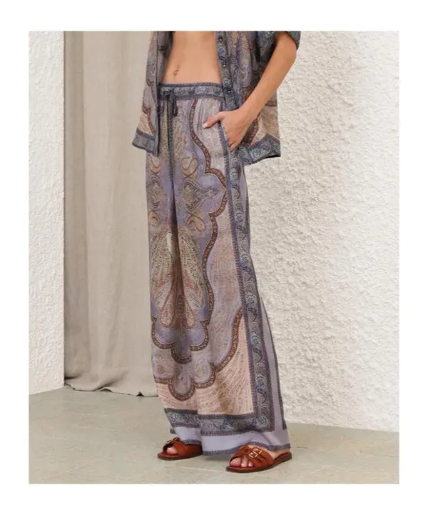 Zimmermann Wanderlust Relaxed Fit Printed Wide Leg Pants
