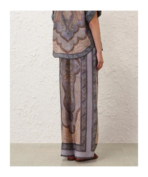Zimmermann Wanderlust Relaxed Fit Printed Wide Leg Pants - Tapestry-blue-multi