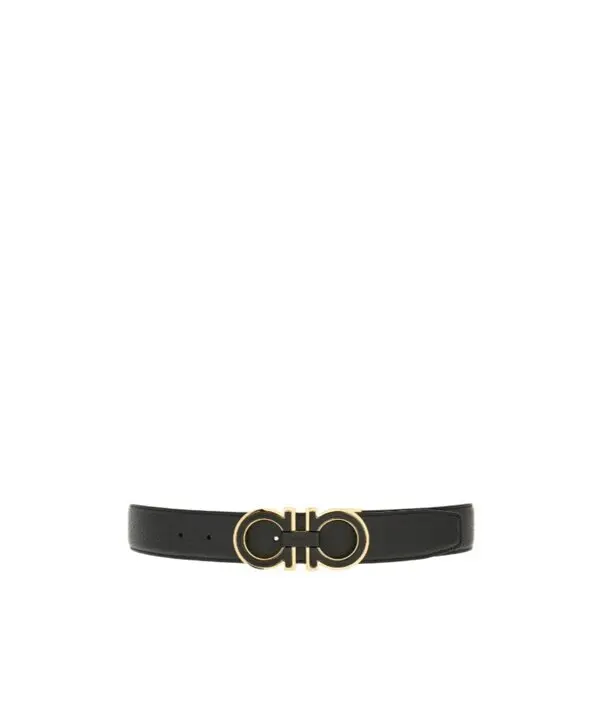 FERRAGAMO Gancini Belt - Black/flame Red