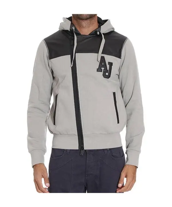 Emporio Armani Hooded Casual Jacket With Zipper Opening - Gray