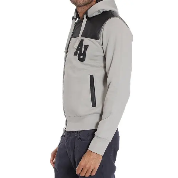Emporio Armani Hooded Casual Jacket With Zipper Opening - Gray
