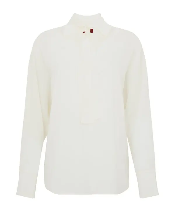 Max Mara Tie-neck Silk Blouse - White
