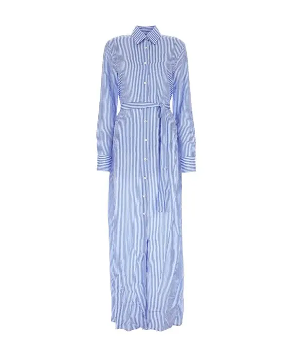 Prada Striped Shirt Maxi Dress - Light Blue