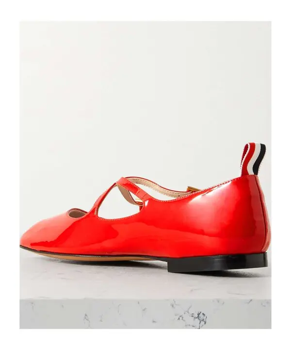 Thom Browne Patent Leather Ballet Flats With Buckled Straps