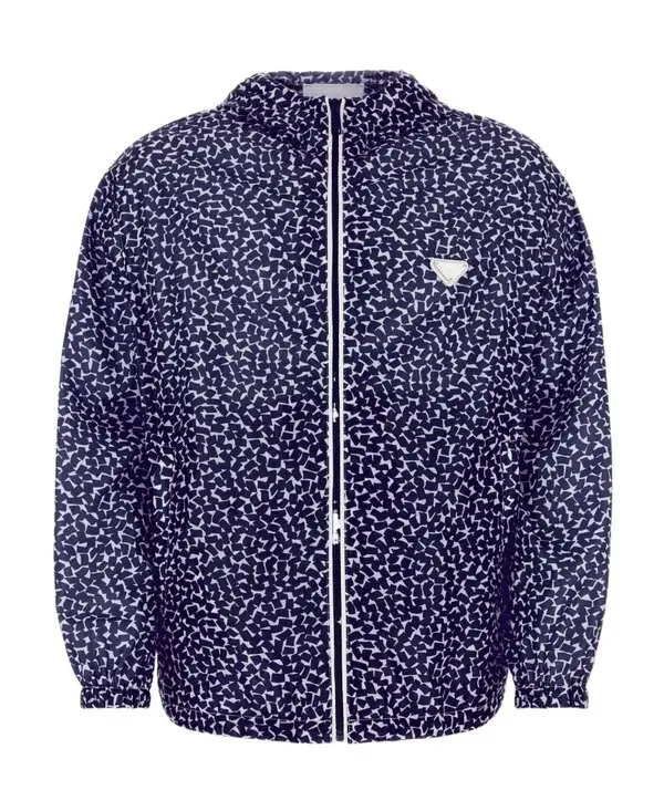 Prada Printed Hooded Windbreaker - Blue