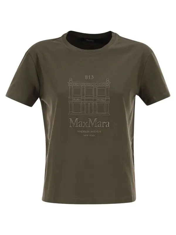 Max Mara Graphic-embroidered Crewneck T-shirt - Brown