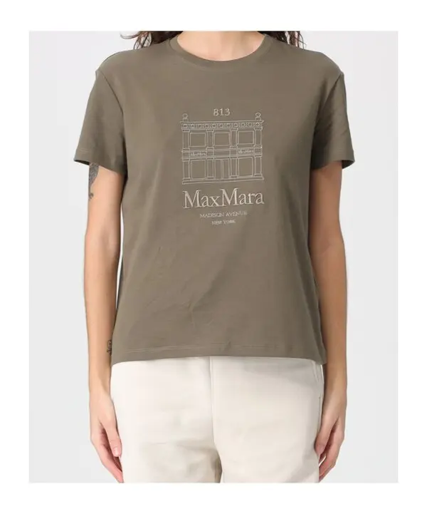 Max Mara Graphic-embroidered Crewneck T-shirt - Khaki