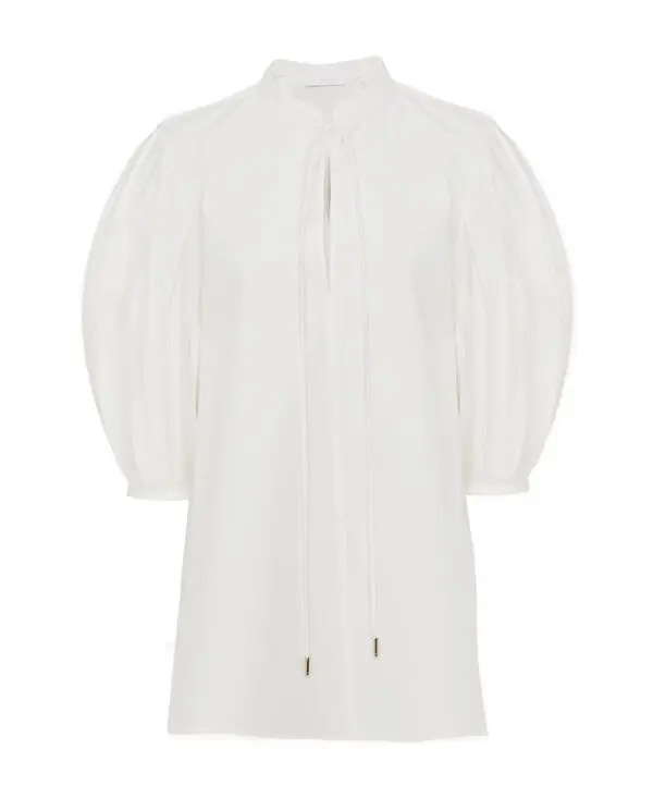 Chloé Tie-detailed Tunic Shirt - Cream
