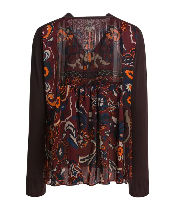 Sacai Floral Print Cardigan - Brown