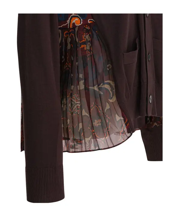 Sacai Floral Print Cardigan - Brown