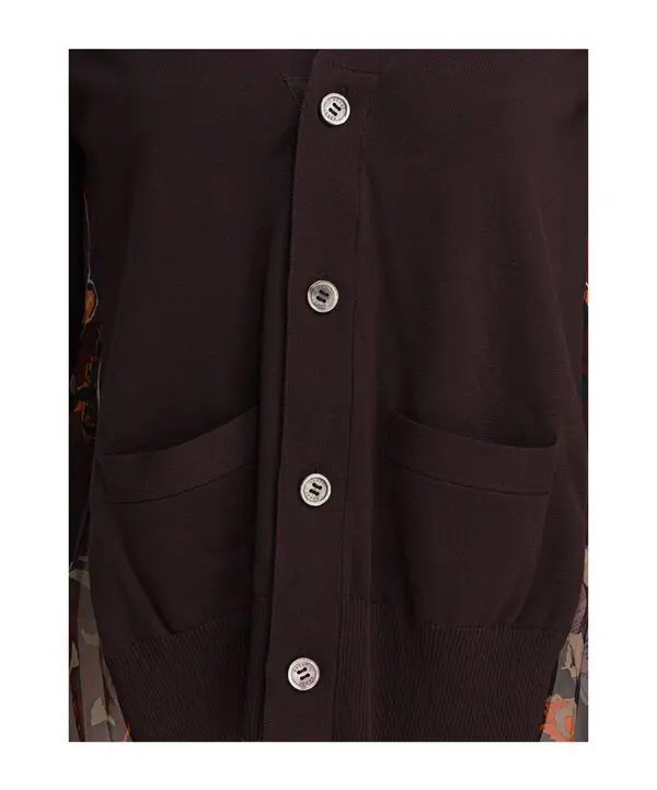 Sacai Floral Print Cardigan - Brown