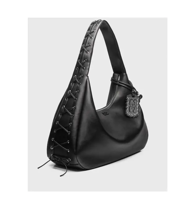 GANNI Oversized Hobo Bag - Black