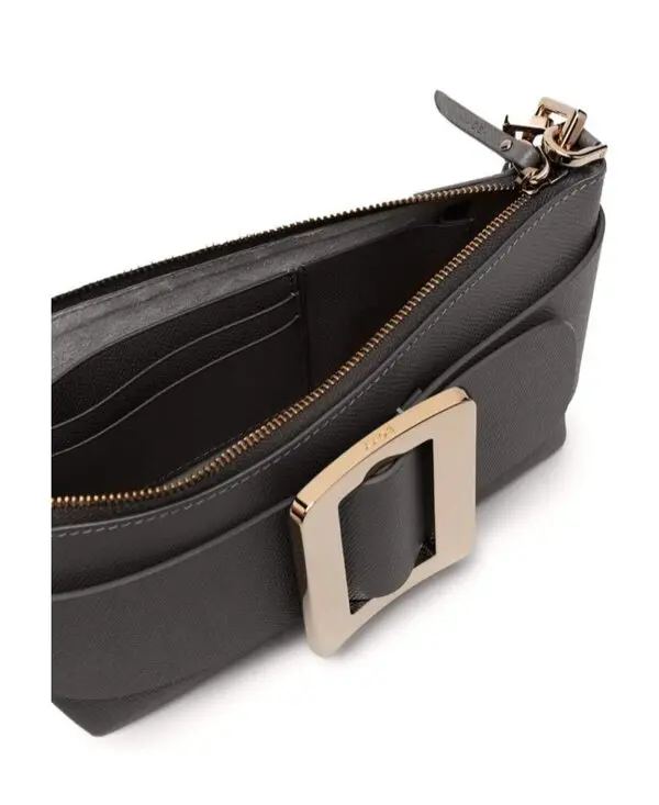 Boyy Zipper Shoulder Bag With Decorative Buckle - Black