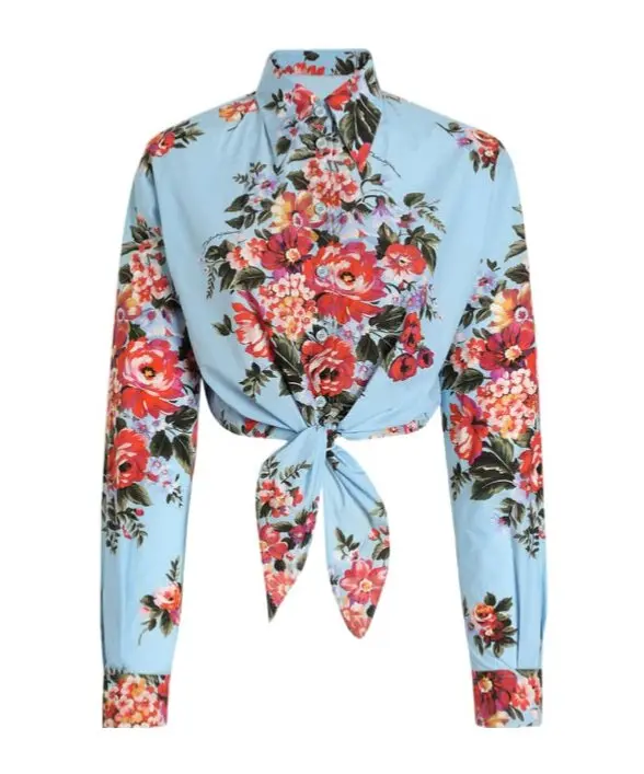 Dolce & Gabbana Floral Print Long Sleeve Shirt - Blue