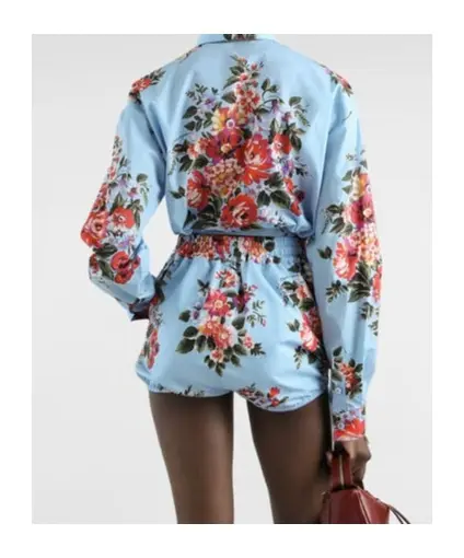 Dolce & Gabbana Floral Print Long Sleeve Shirt - Blue