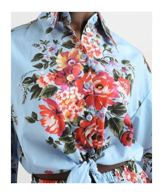 Dolce & Gabbana Floral Print Long Sleeve Shirt - Blue