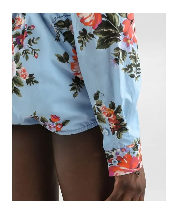 Dolce & Gabbana Floral Print Long Sleeve Shirt - Blue