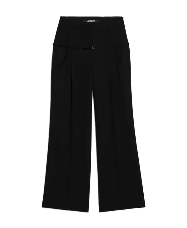 Jacquemus Belted Wide-leg Pants - Black