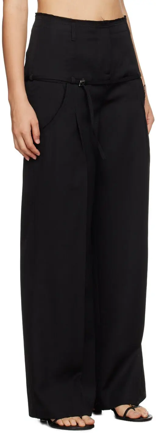 Jacquemus Belted Wide-leg Pants - Black