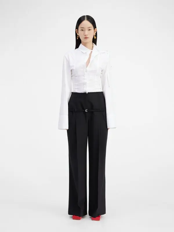 Jacquemus Belted Wide-leg Pants - Black