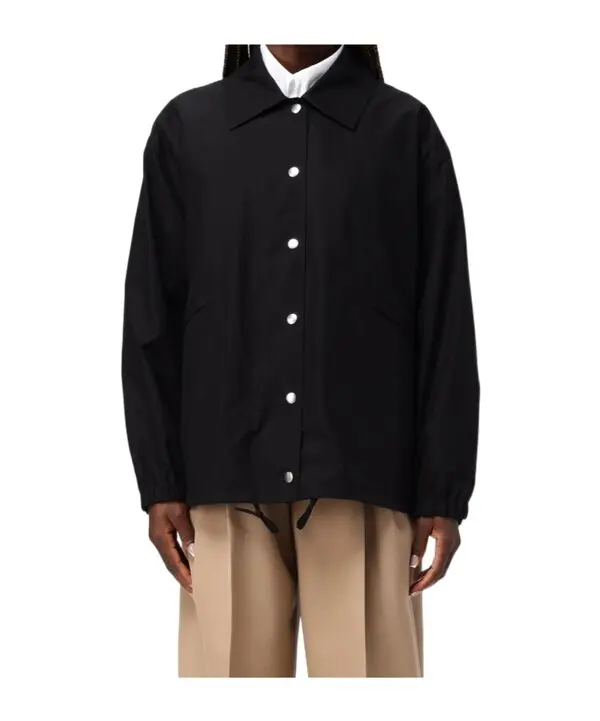 JIL SANDER Logo-printed Textured Casual Jacket - Black