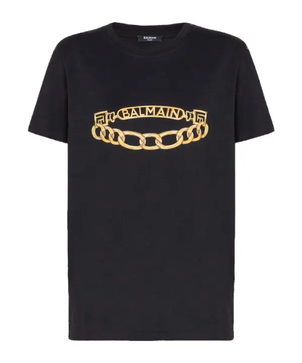 Balmain Chain Print Short Sleeve T-shirt