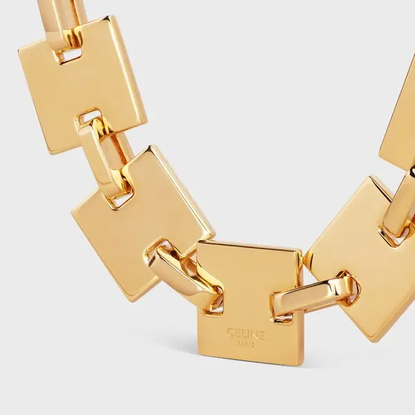 Celine Square Necklace In Brass With Gold Finish
