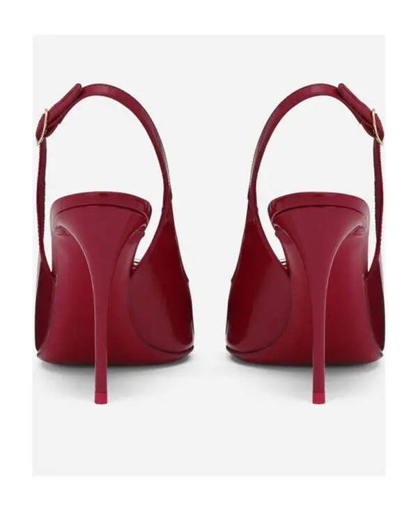 Dolce & Gabbana Logo Plaque Pointed Toe Slingback Pumps