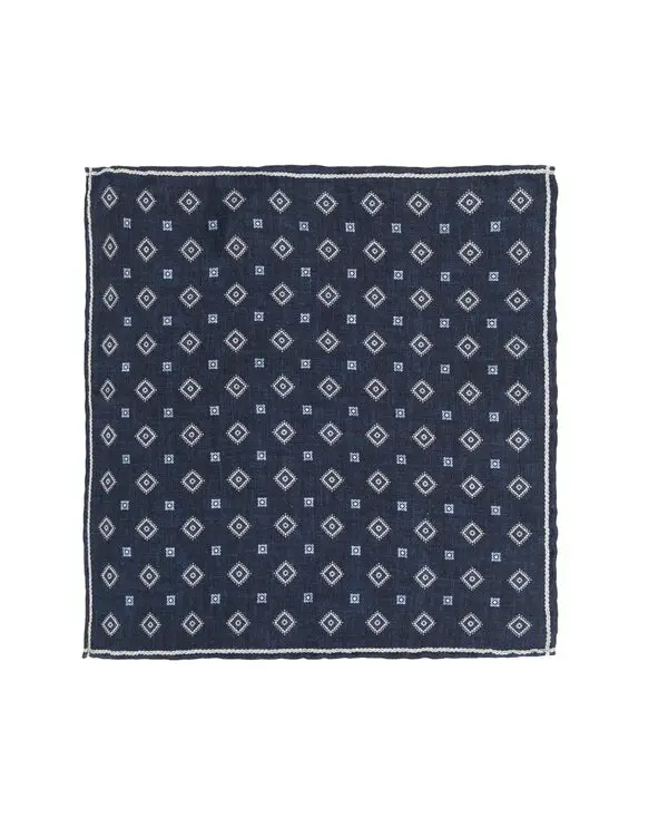 Brunello Cucinelli Silk Geometric-pattern Pocket Square - Black