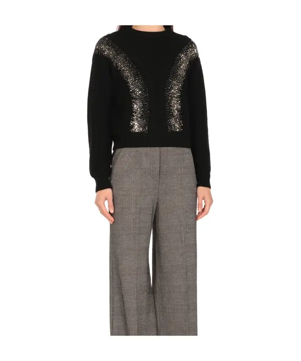 Max Mara Embellished Round Neck Long Sleeve Sweater
