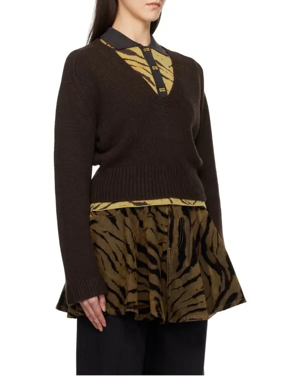 GANNI V-neck Long Sleeve Jumper