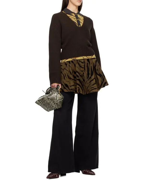 GANNI V-neck Long Sleeve Jumper