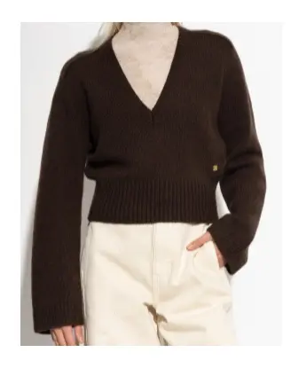 GANNI V-neck Long Sleeve Jumper