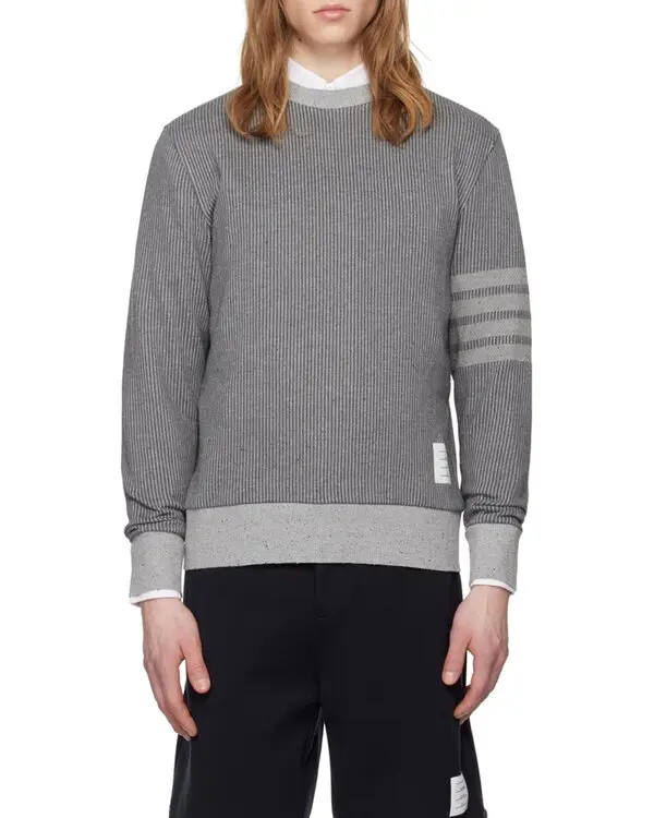 Thom Browne 4-bar Ribbed Long-sleeved Sweatshirt - Gray