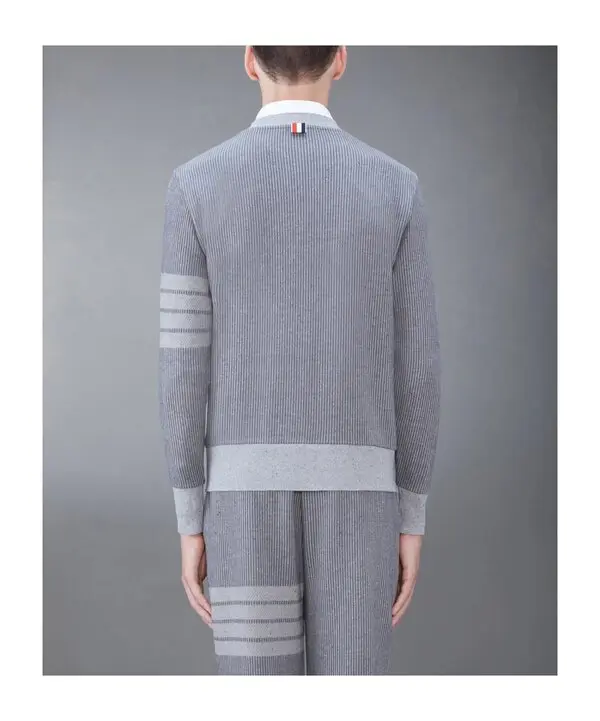 Thom Browne Ribbed Long-sleeve Sweatshirt With Contrast Collar, Cuffs, And Hem