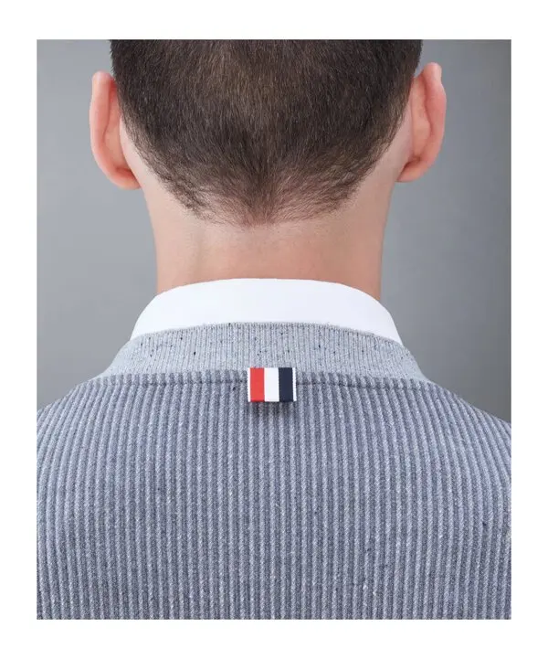 Thom Browne Ribbed Long-sleeve Sweatshirt With Contrast Collar, Cuffs, And Hem