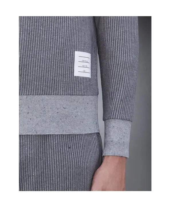 Thom Browne Ribbed Long-sleeve Sweatshirt With Contrast Collar, Cuffs, And Hem