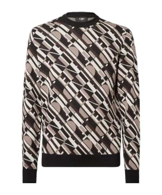 Fendi Logo Jacquard Crewneck Jumper - Black