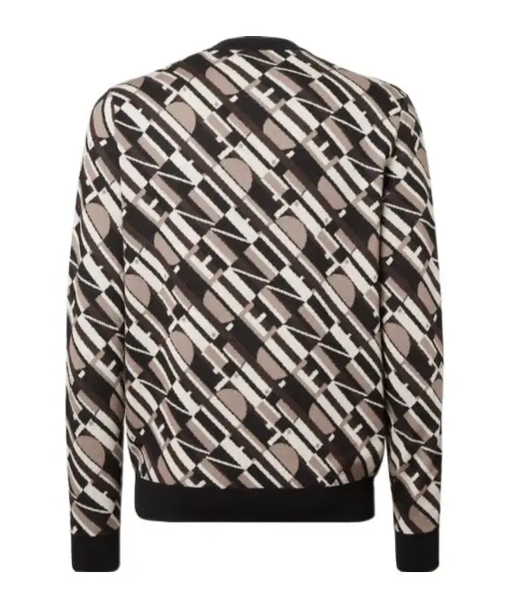 Fendi Logo Jacquard Crewneck Jumper - Black