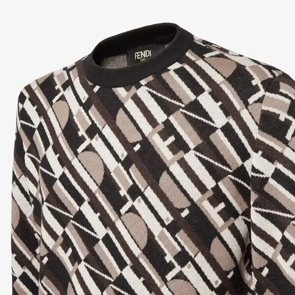 Fendi Logo Jacquard Crewneck Jumper - Black