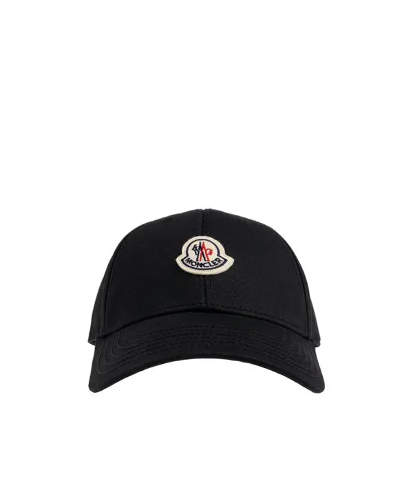 Moncler Gabardine Baseball Cap With Logo Patch - Black