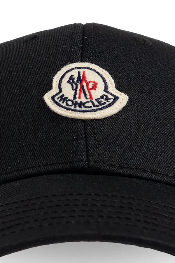 Moncler Gabardine Baseball Cap With Logo Patch - Black