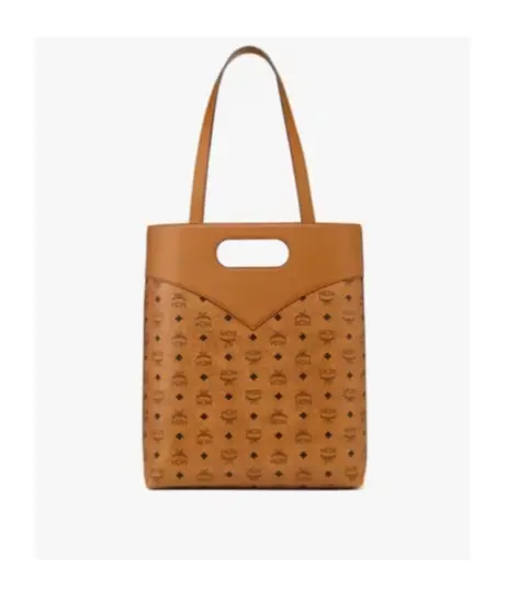 Mcm Visetos Tote Bag With Leather Straps And Gold-toned Brass Hardware