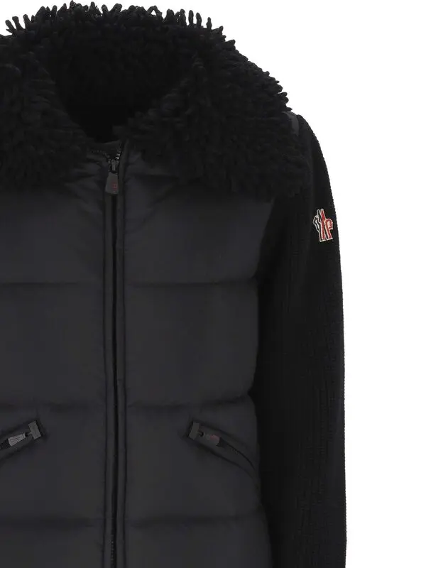 Moncler Padded Zip-up Cardigan With Fur Trim