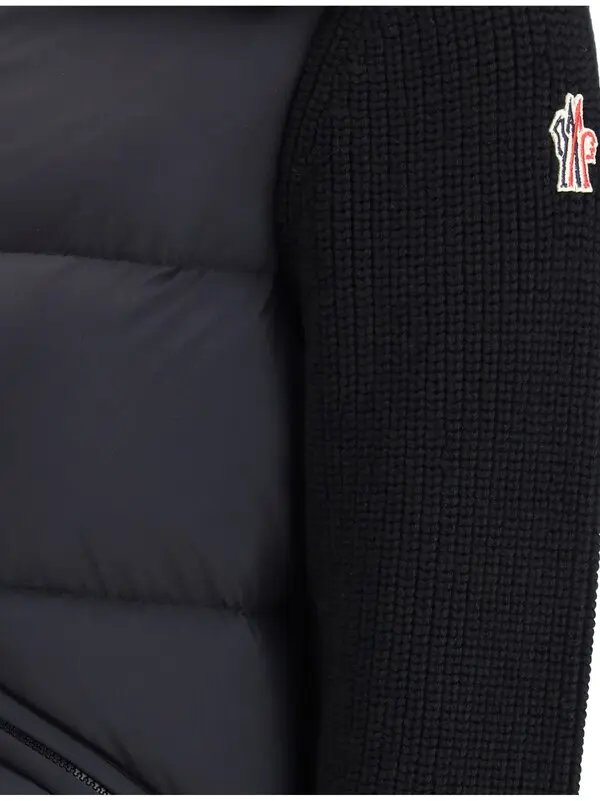 Moncler Padded Zip-up Cardigan With Fur Trim