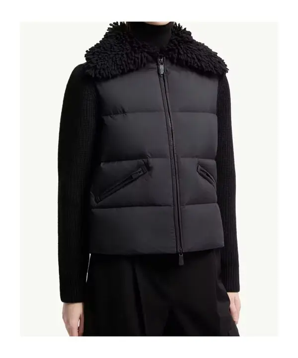 Moncler Padded Zip-up Cardigan With Fur Trim