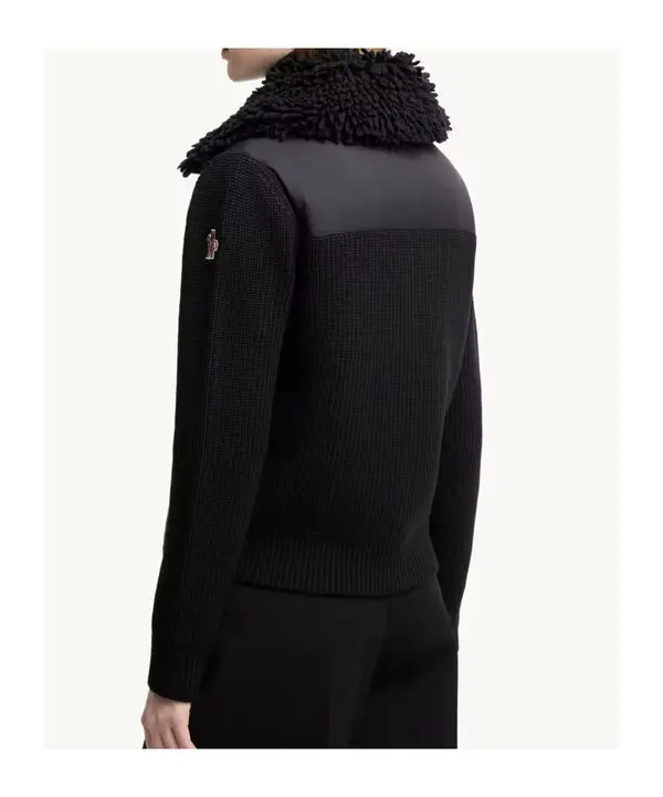 Moncler Padded Zip-up Cardigan With Fur Trim