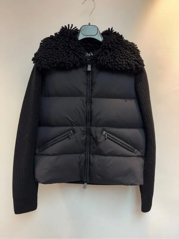Moncler Padded Zip-up Cardigan With Fur Trim