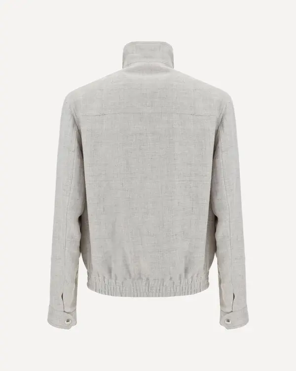 Brunello Cucinelli Zip-up Bomber Jacket With Stand Collar - Light Grey
